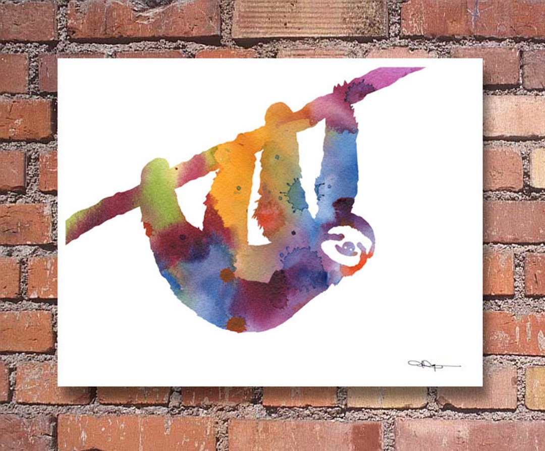 Sloth Art Print Abstract Watercolor Painting Animal Art Wall Decor - Etsy