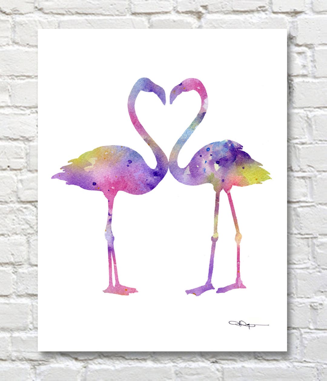 Flamingos Art Print Abstract Watercolor Painting Wall Decor - Etsy