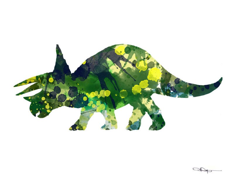 Triceratops Art Print Abstract Dinosaur Watercolor Painting - Etsy