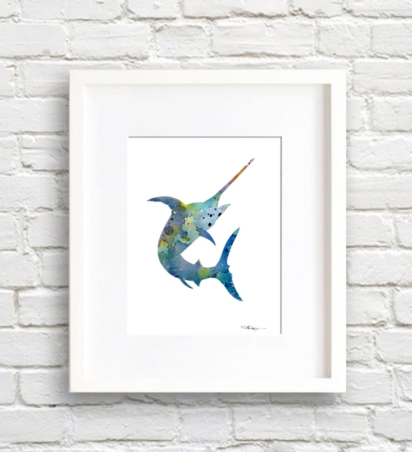 Swordfish Art Print Abstract Watercolor Painting Wall - Etsy Denmark