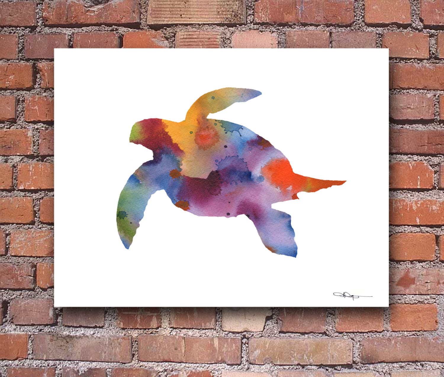 Sea Turtle Art Print Abstract Watercolor Painting Wall - Etsy