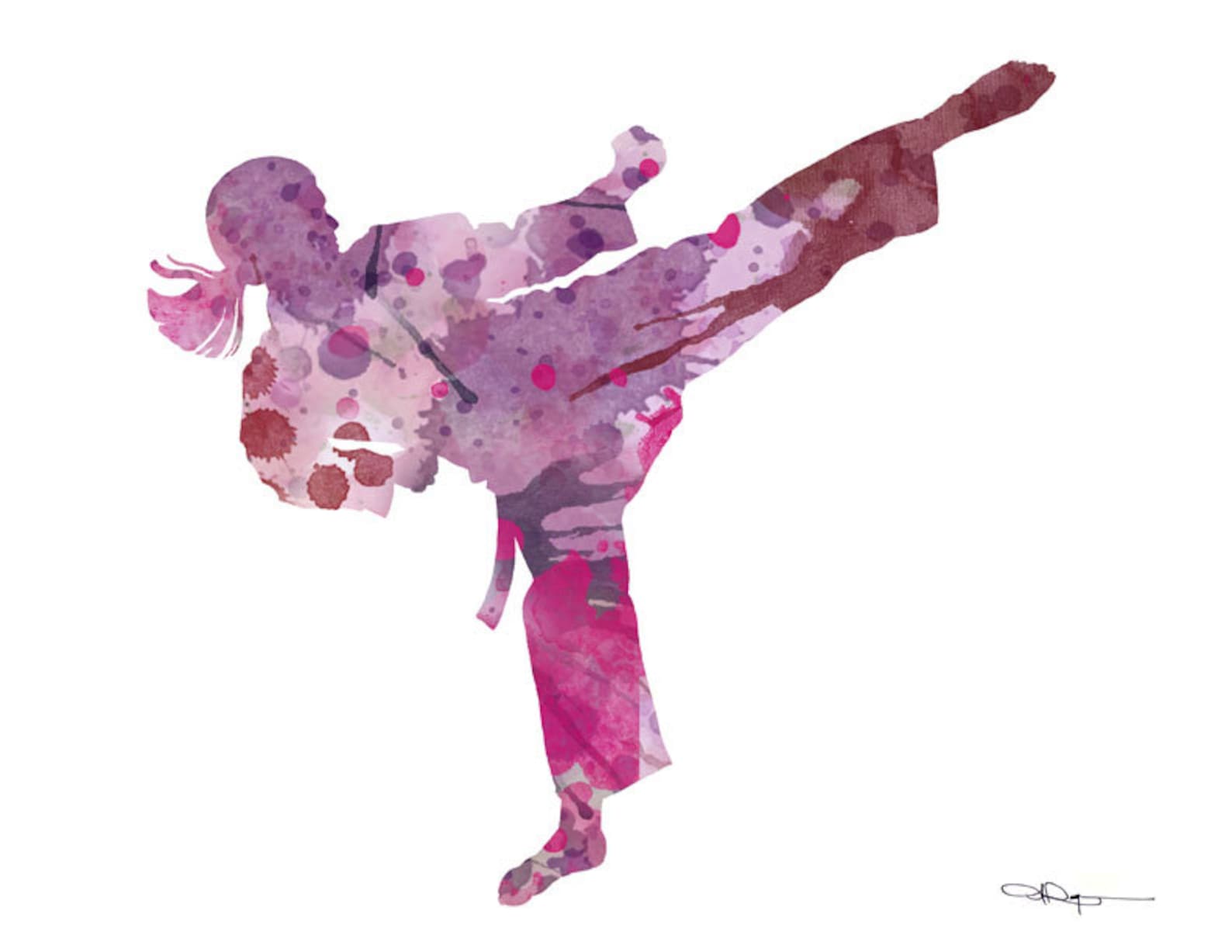 Set of 2 Karate Girl Art Prints Watercolor Painting Wall - Etsy