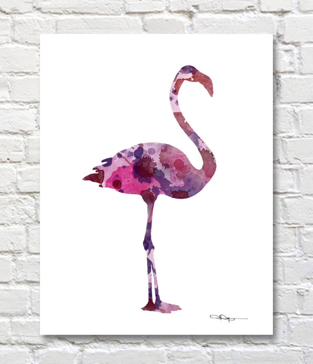 Flamingo Art Print Abstract Watercolor Painting Wall Decor - Etsy