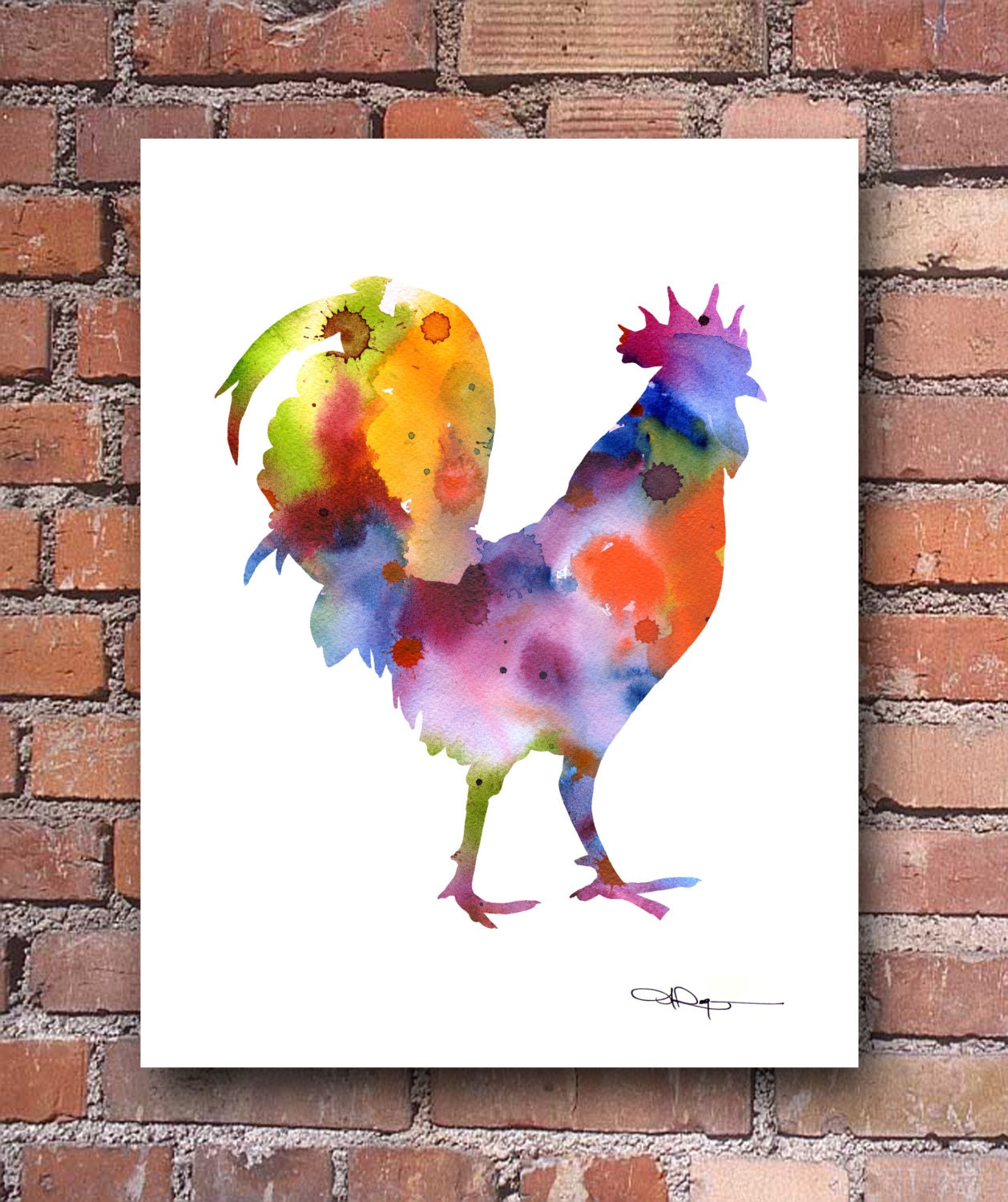Rooster Art Print Abstract Watercolor Painting Wall Decor - Etsy