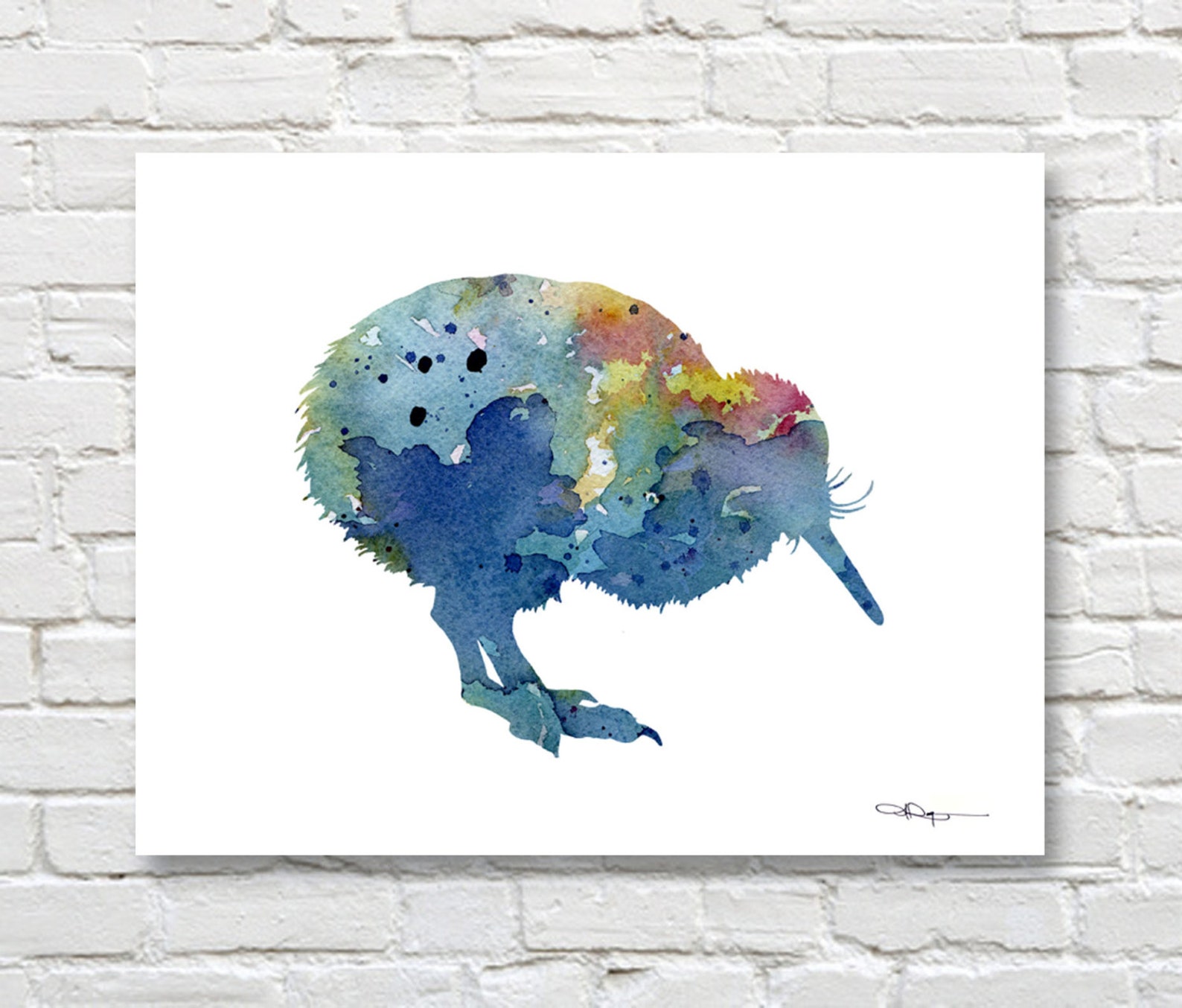 Kiwi Bird Art Print Abstract Watercolor Painting Wall | Etsy