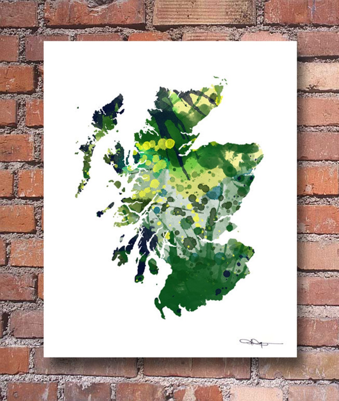 Scotland Map Art Print Abstract Watercolor Wall Decor - Etsy