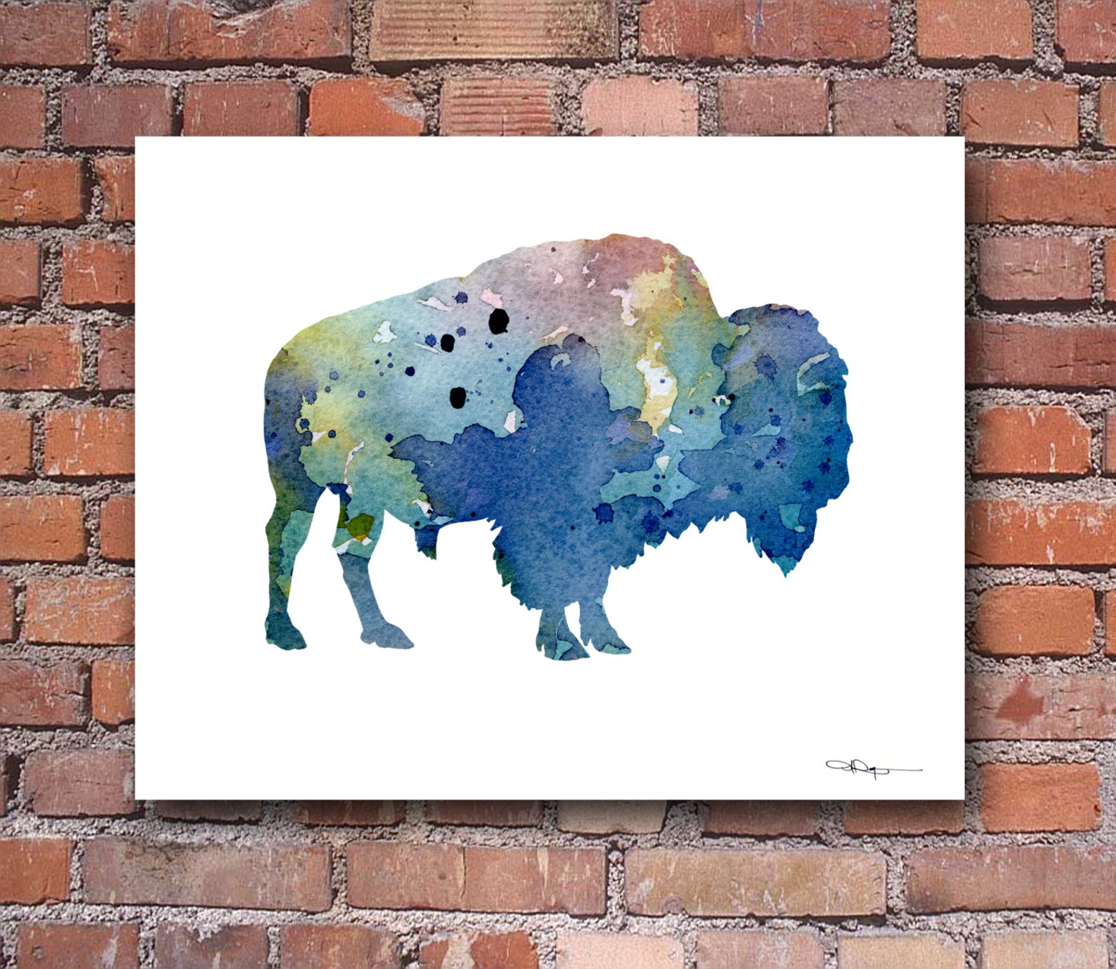 Buffalo Art Print Abstract Bison Watercolor Painting Wall - Etsy
