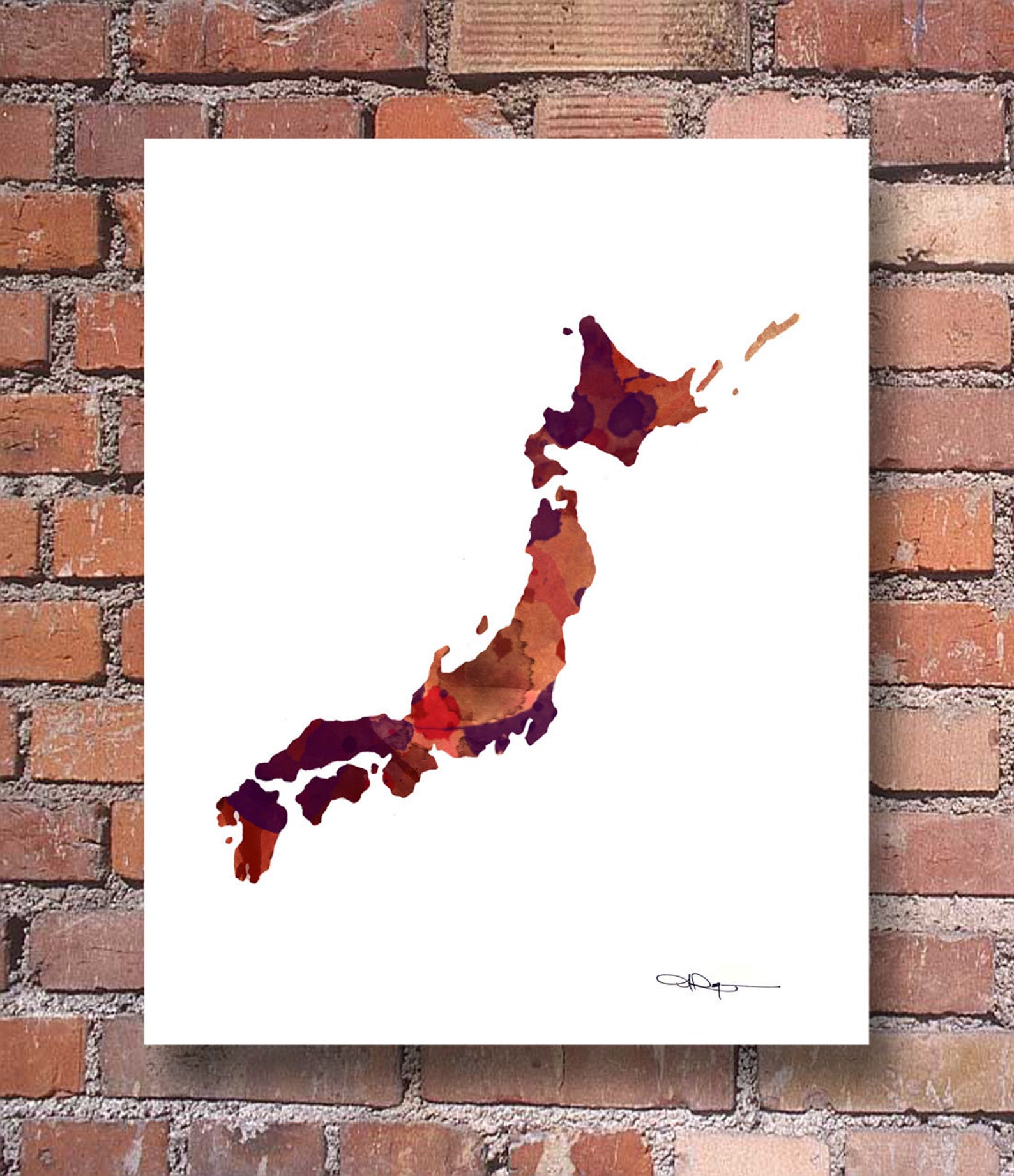 Japan Map Abstract Watercolor Art Print Wall Decor - Etsy