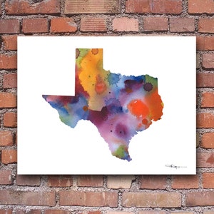 Texas Map Art Print - Abstract Watercolor Painting - Wall Decor - Etsy