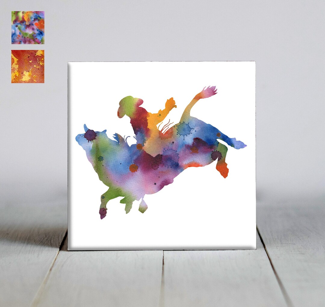 Bull Rider Ceramic Tile Bull Rider Decorative Tile Ceramic Tile Animal ...