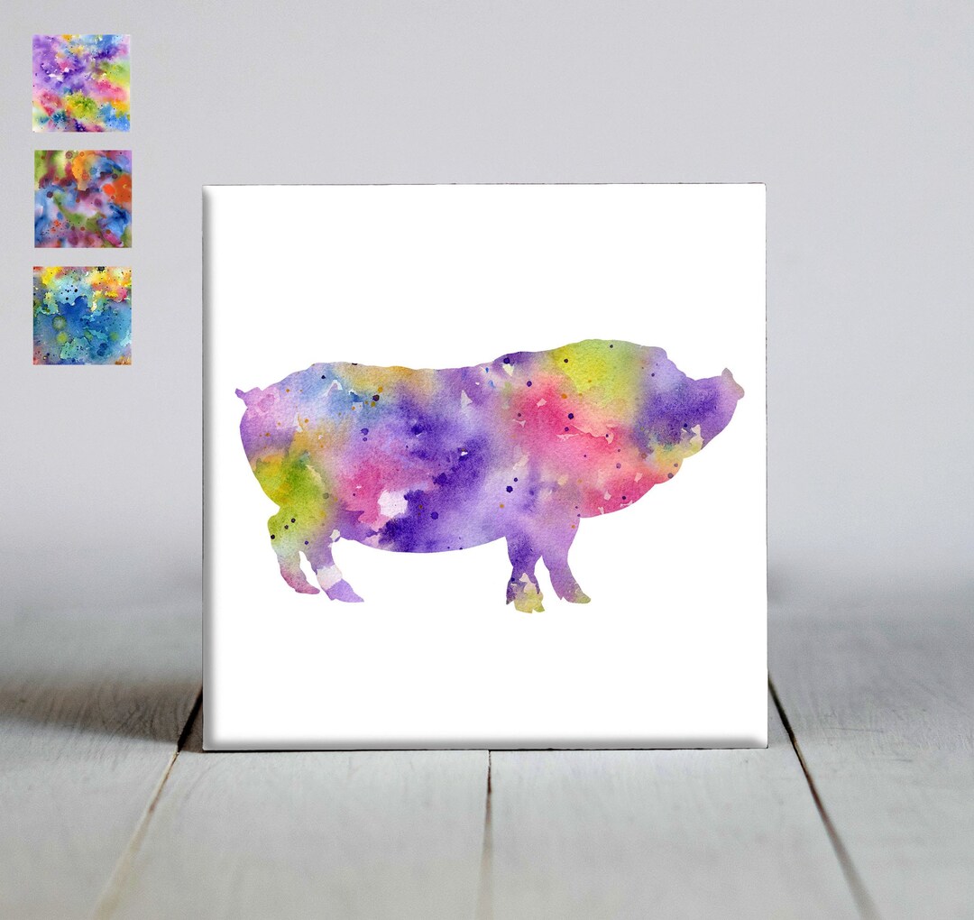 Pot Bellied Pig Ceramic Tile - Pot Bellied Pig Decorative Tile - Animal ...