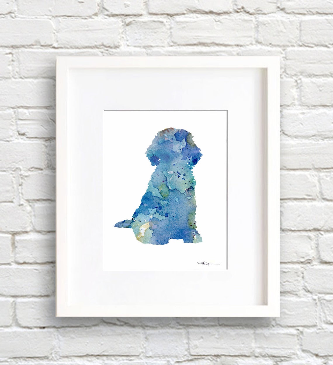 Blue Cockapoo Art Print Abstract Watercolor Painting Wall | Etsy