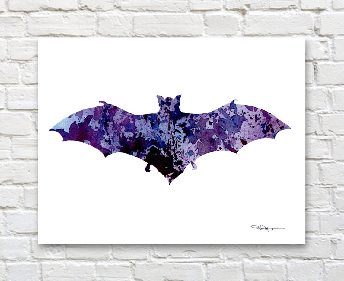 Bat Art Print Abstract Watercolor Painting Animal Art | Etsy