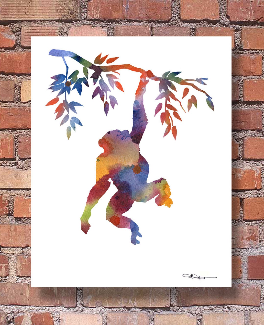 Chimp Art Print Chimpanzee Abstract Watercolor Painting Wall Decor - Etsy