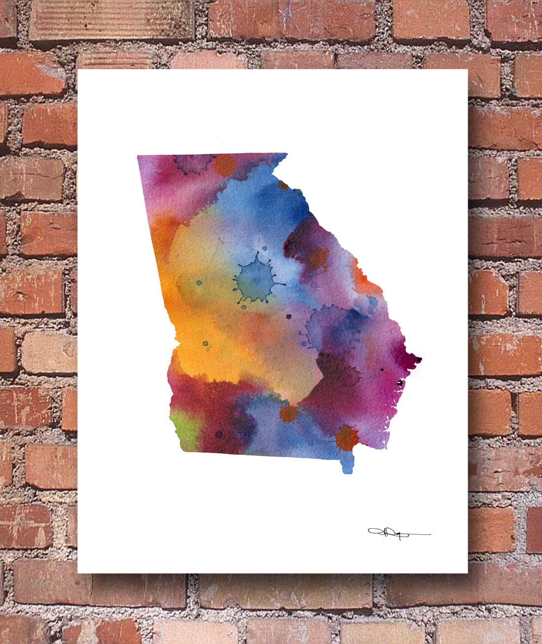 Georgia State Map Art Print Abstract Watercolor Painting - Etsy