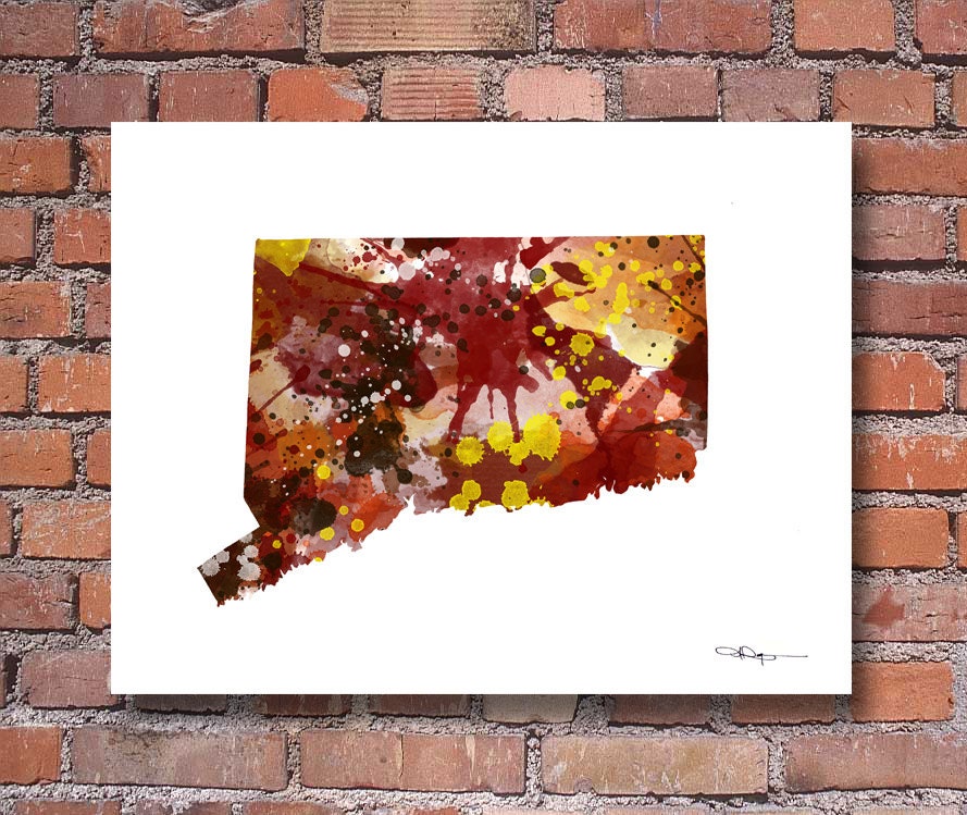 Connecticut Map Abstract Watercolor Art Print Wall Decor - Etsy Singapore