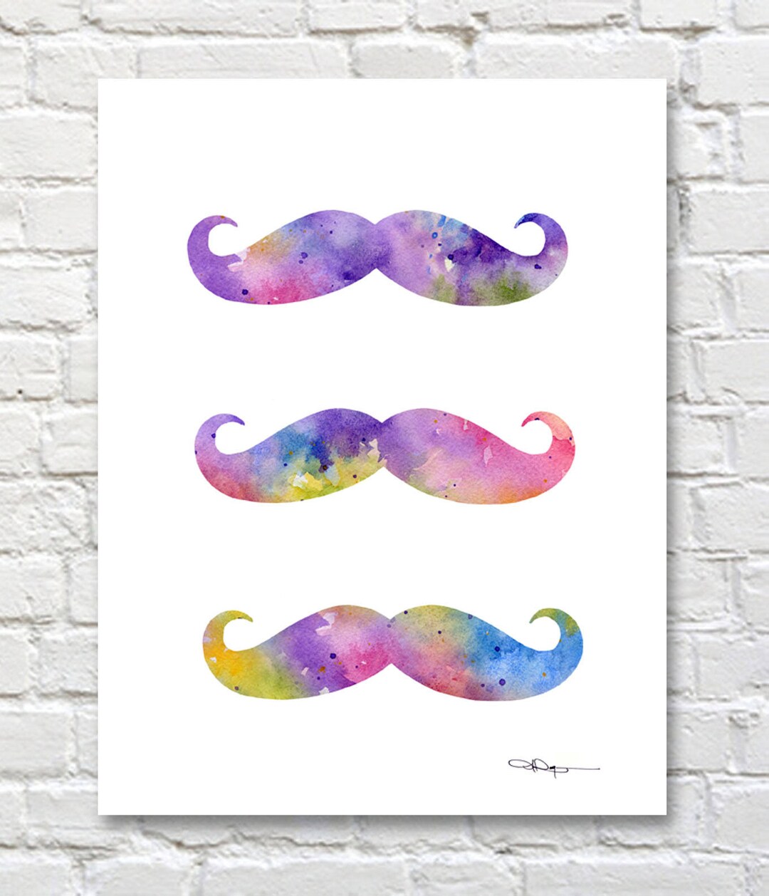 Moustache Art Print Abstract Watercolor Painting Wall Decor - Etsy