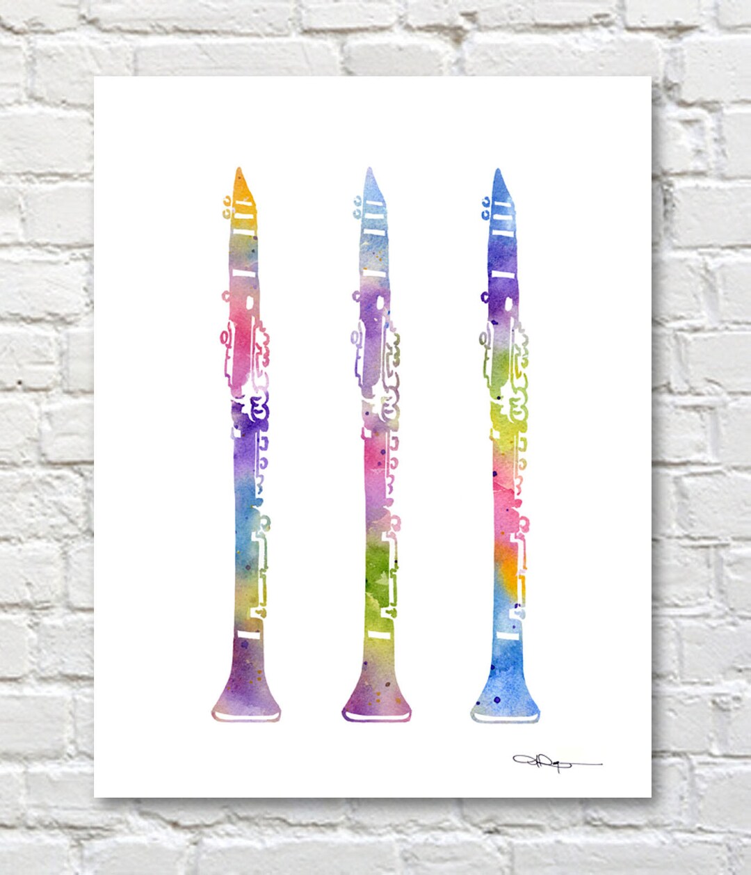 Clarinet Art Print Abstract Watercolor Painting Jazz Music Wall Decor ...