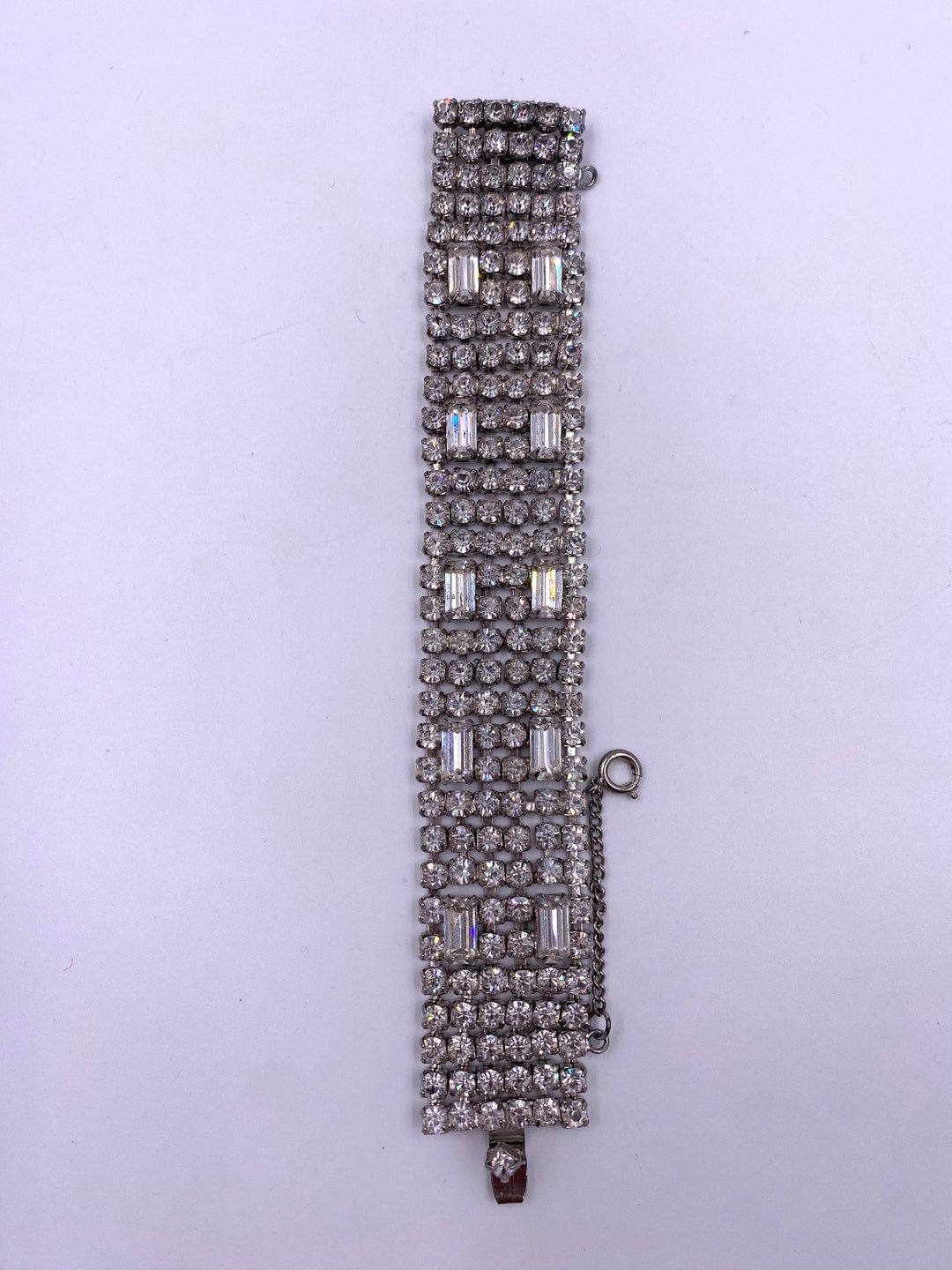 Weiss Large Rhinestone Bracelet With Chain - Etsy
