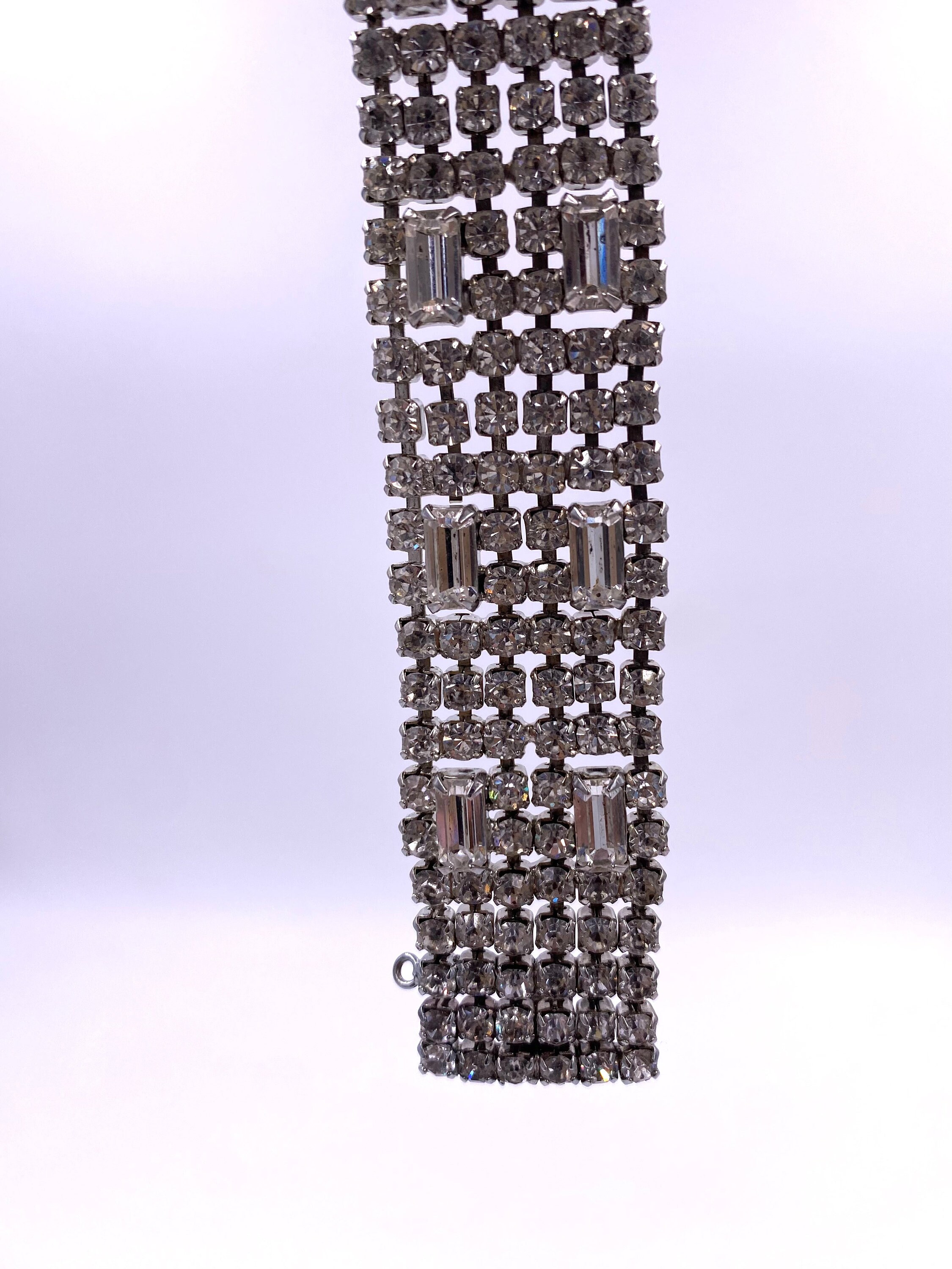 Weiss Large Rhinestone Bracelet With Chain - Etsy