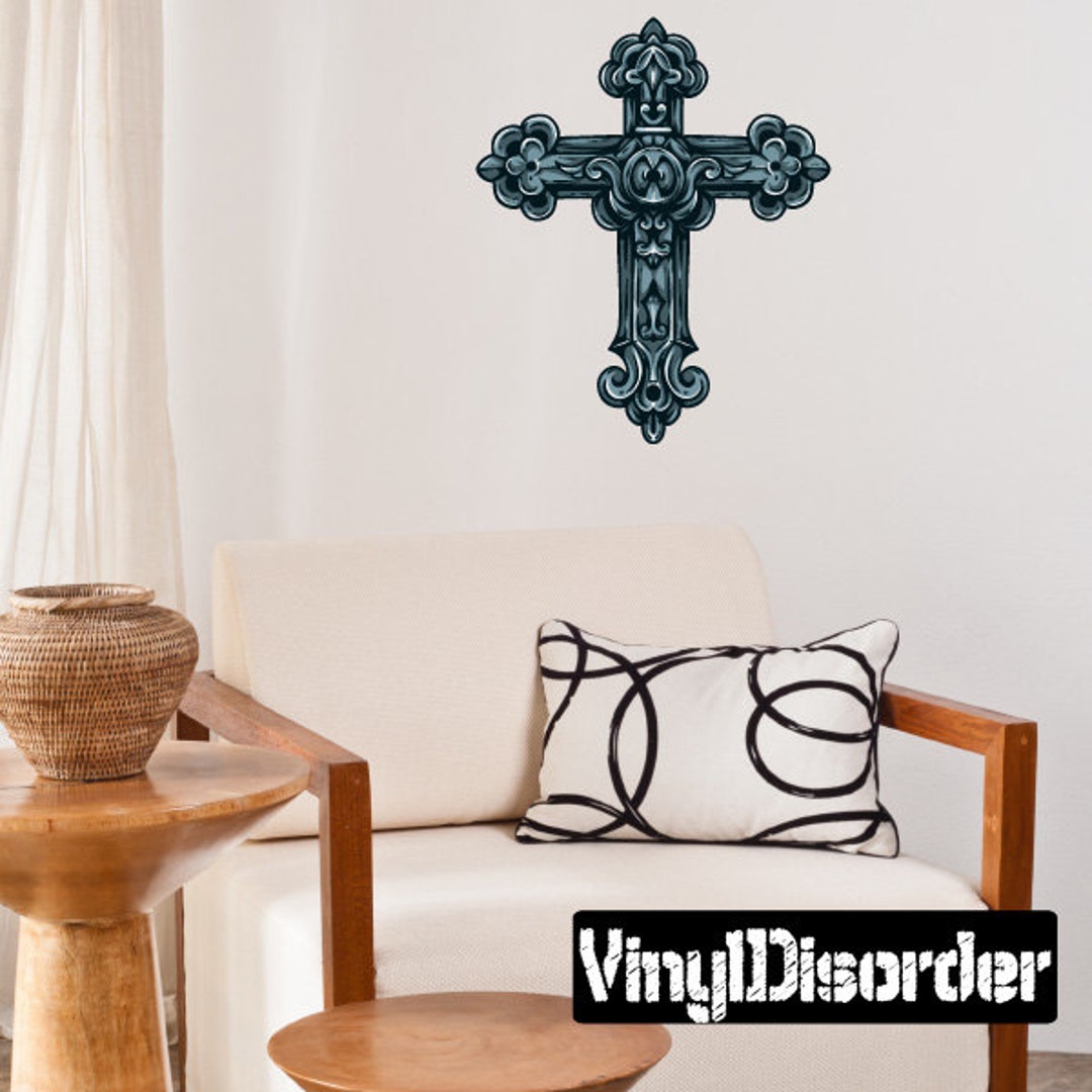 Cross Tombstone Wall Decal - Wall Fabric - Vinyl Decal - Removable and ...