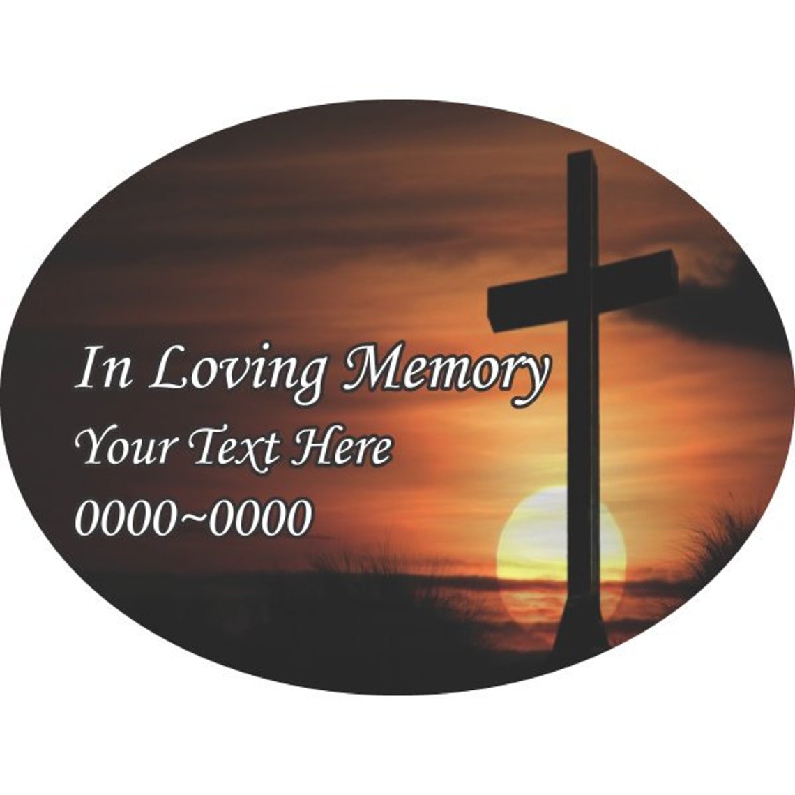 Cross in Loving Memory Full Color Oval 009 Custom Vinyl Wall Decal or ...