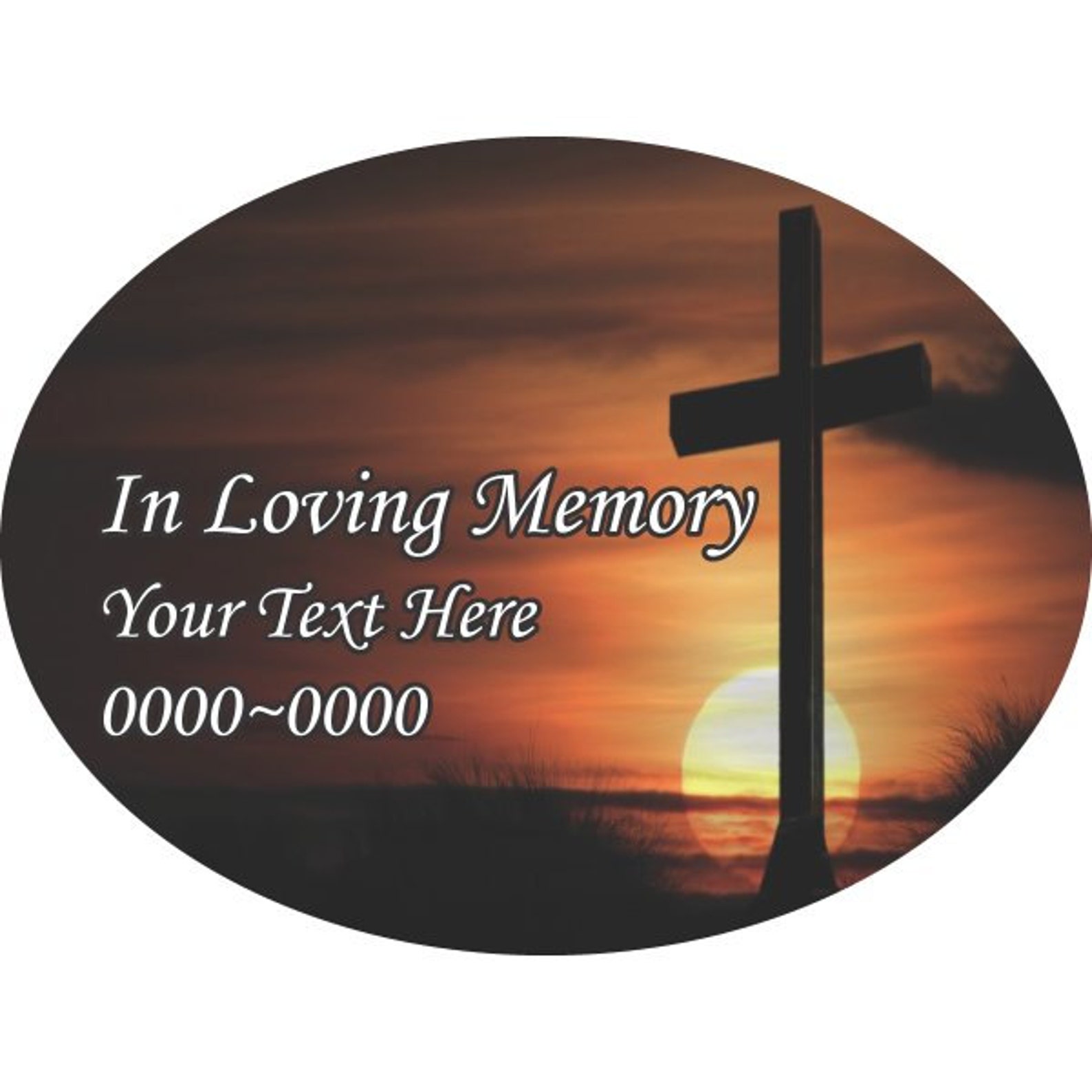 Cross in Loving Memory Full Color Oval 009 Custom Vinyl Wall | Etsy