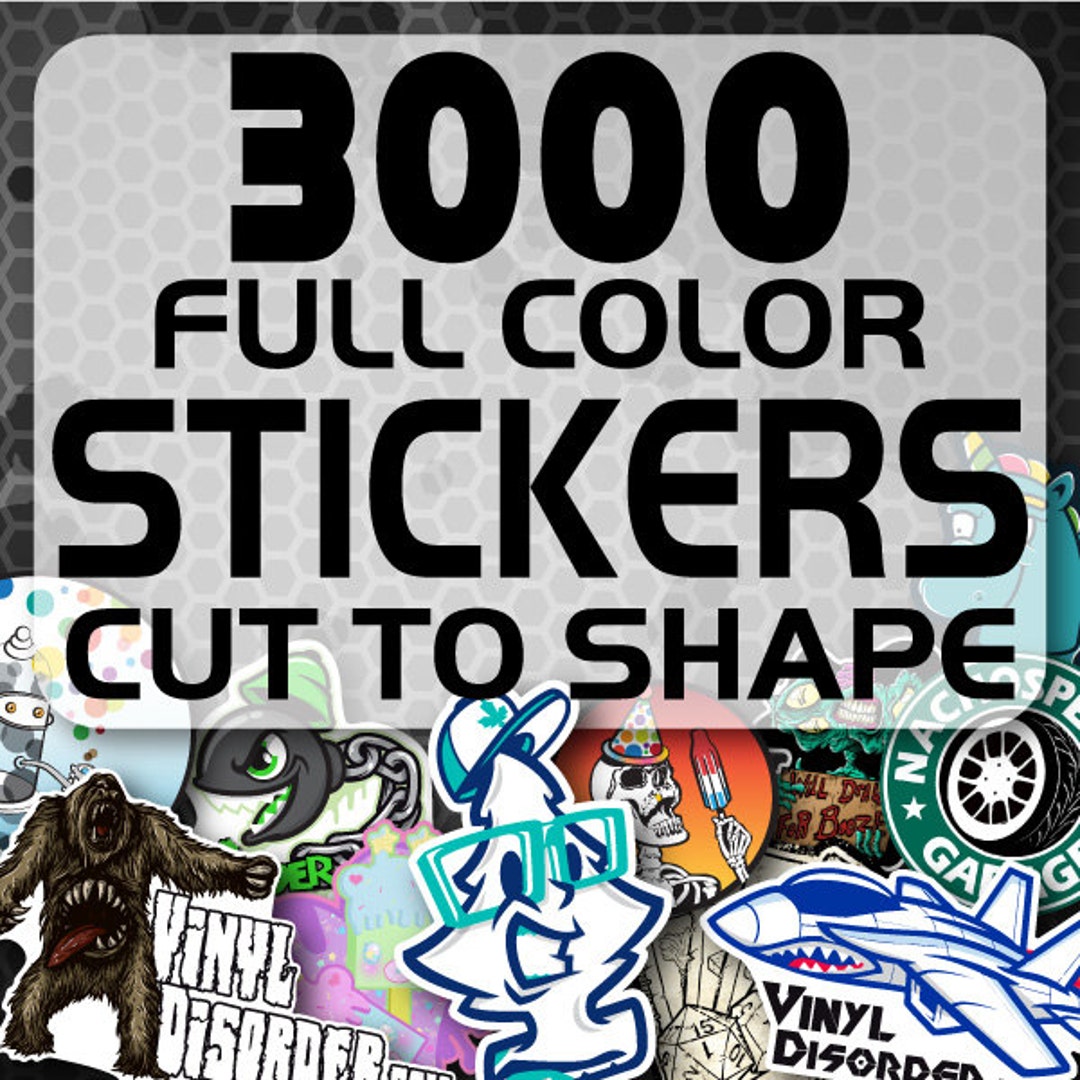 3000 Custom Vinyl Stickers - Promotional Stickers - Choose Your Shape ...