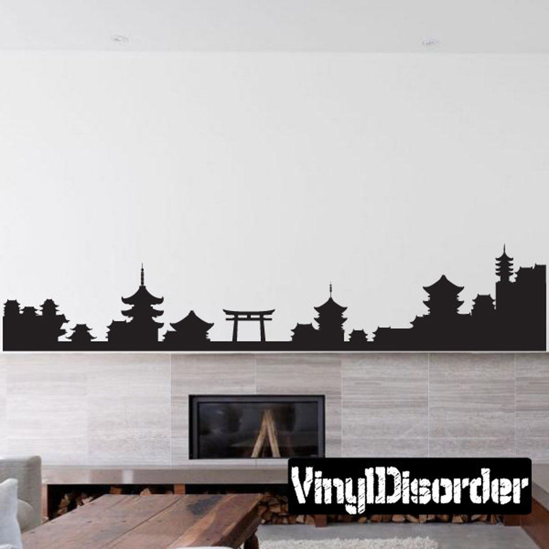 Japanese Symbol Skyline Wall Decal - Wall Fabric - Vinyl Decal ...
