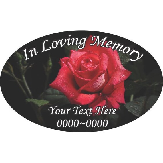 Rose in Loving Memory Full Color Oval 015 Custom Vinyl Wall | Etsy
