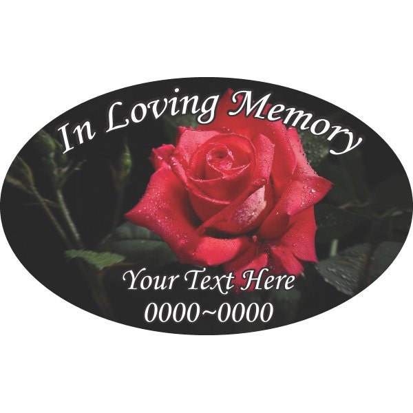 Rose in Loving Memory Full Color Oval 015 Custom Vinyl Wall Decal or ...