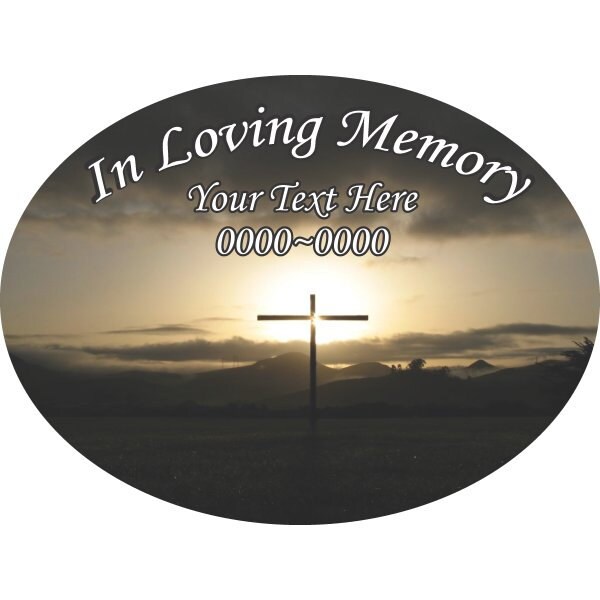 Cross in Loving Memory Full Color Oval 007 Custom Vinyl Wall | Etsy