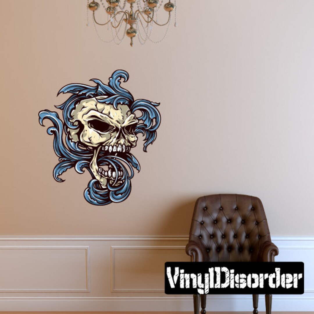 Skull Wall Decal - Wall Fabric - Vinyl Decal - Removable and Reusable ...