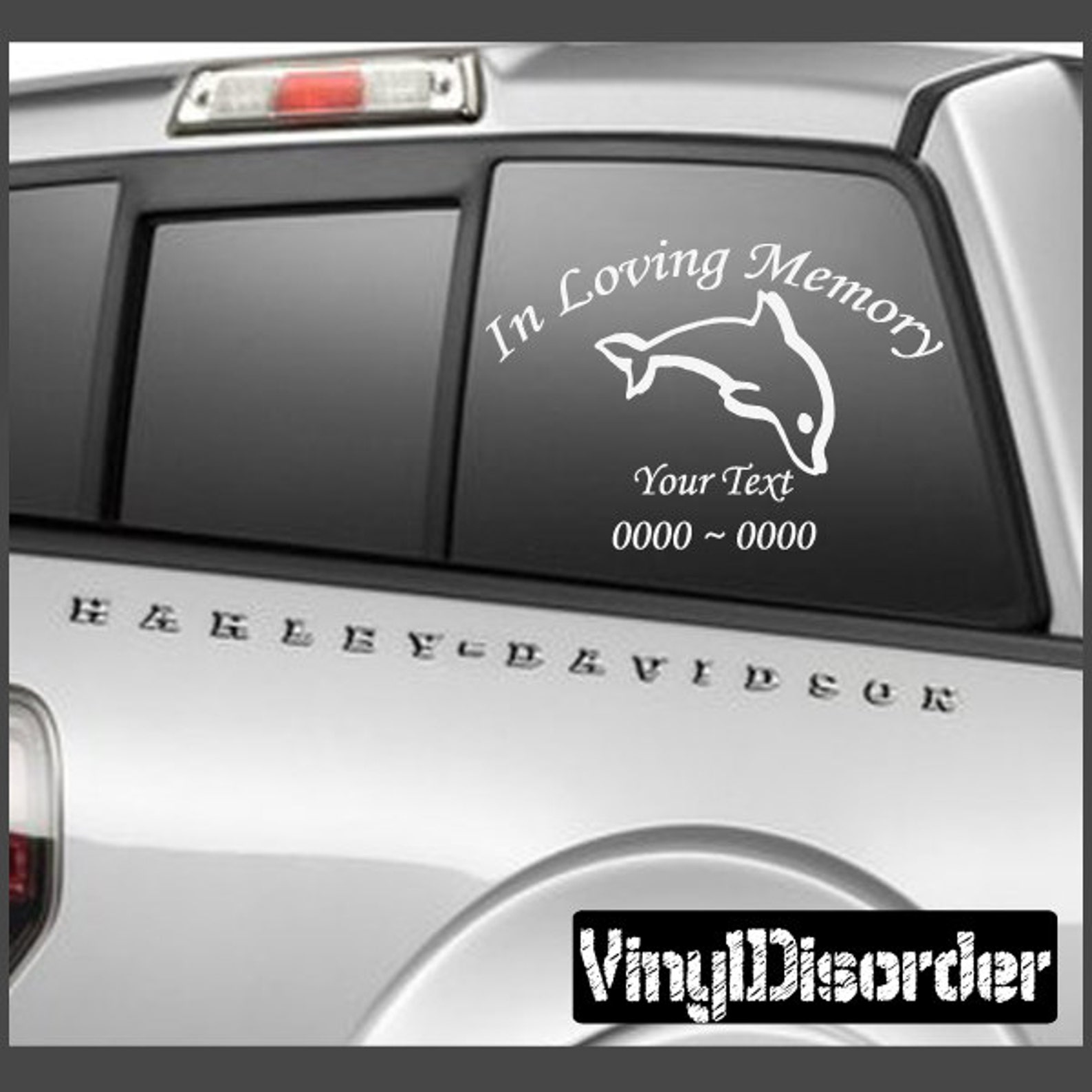 Dolphins 2 in Loving Memory Custom Car or Wall Vinyl Decal Stickers ...