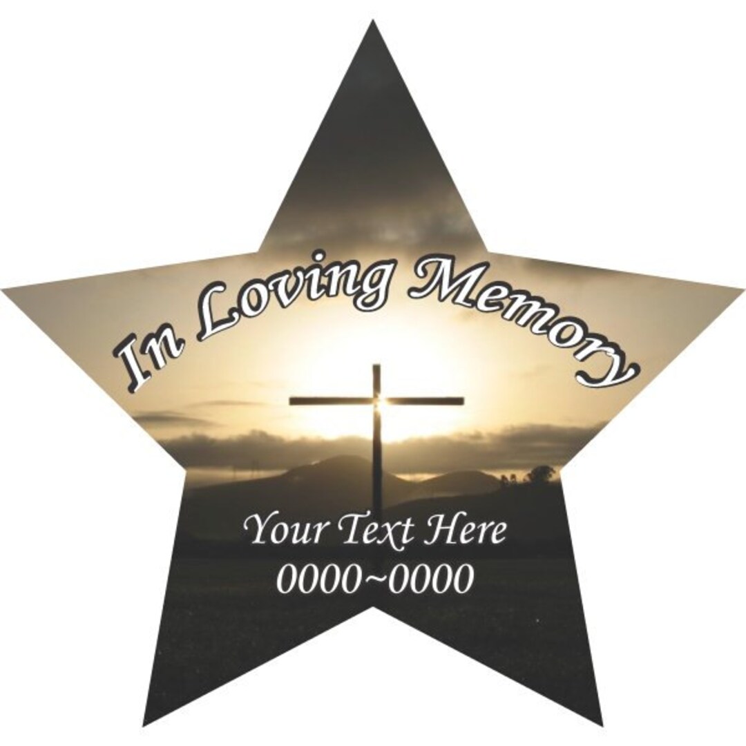 Cross in Loving Memory Full Color Star Shape 007 Custom Vinyl Wall ...
