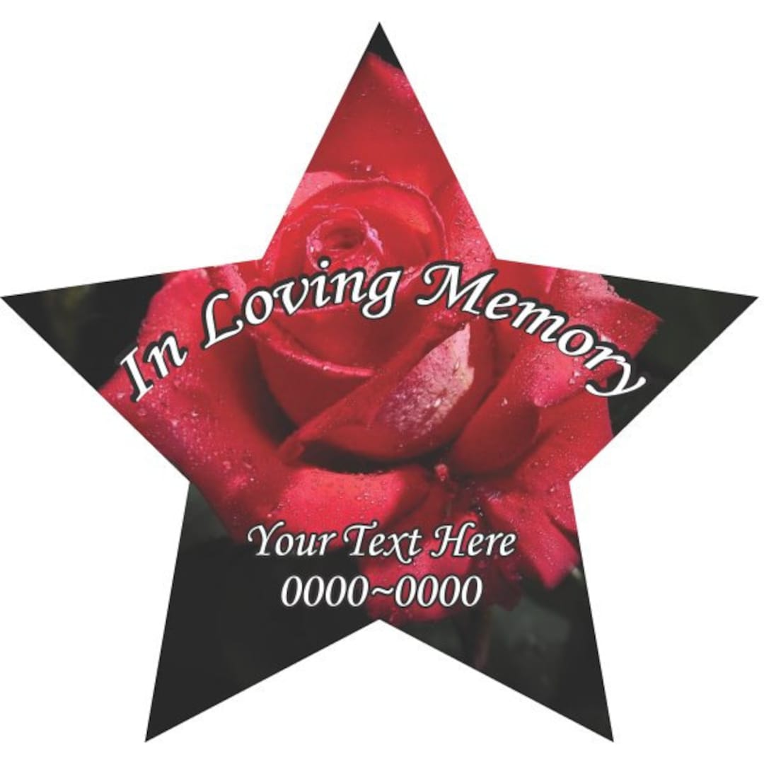 Rose in Loving Memory Full Color Star Shape 015 Custom Vinyl Wall Decal ...