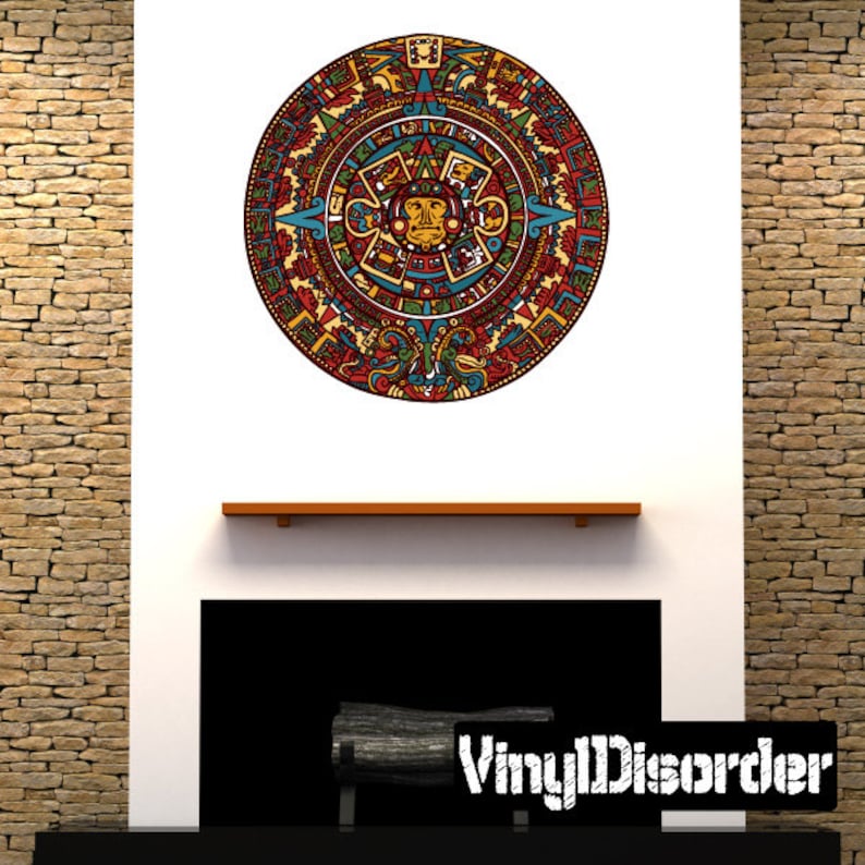 Aztec Calendar Wall Decal Wall Fabric Vinyl Decal - Etsy
