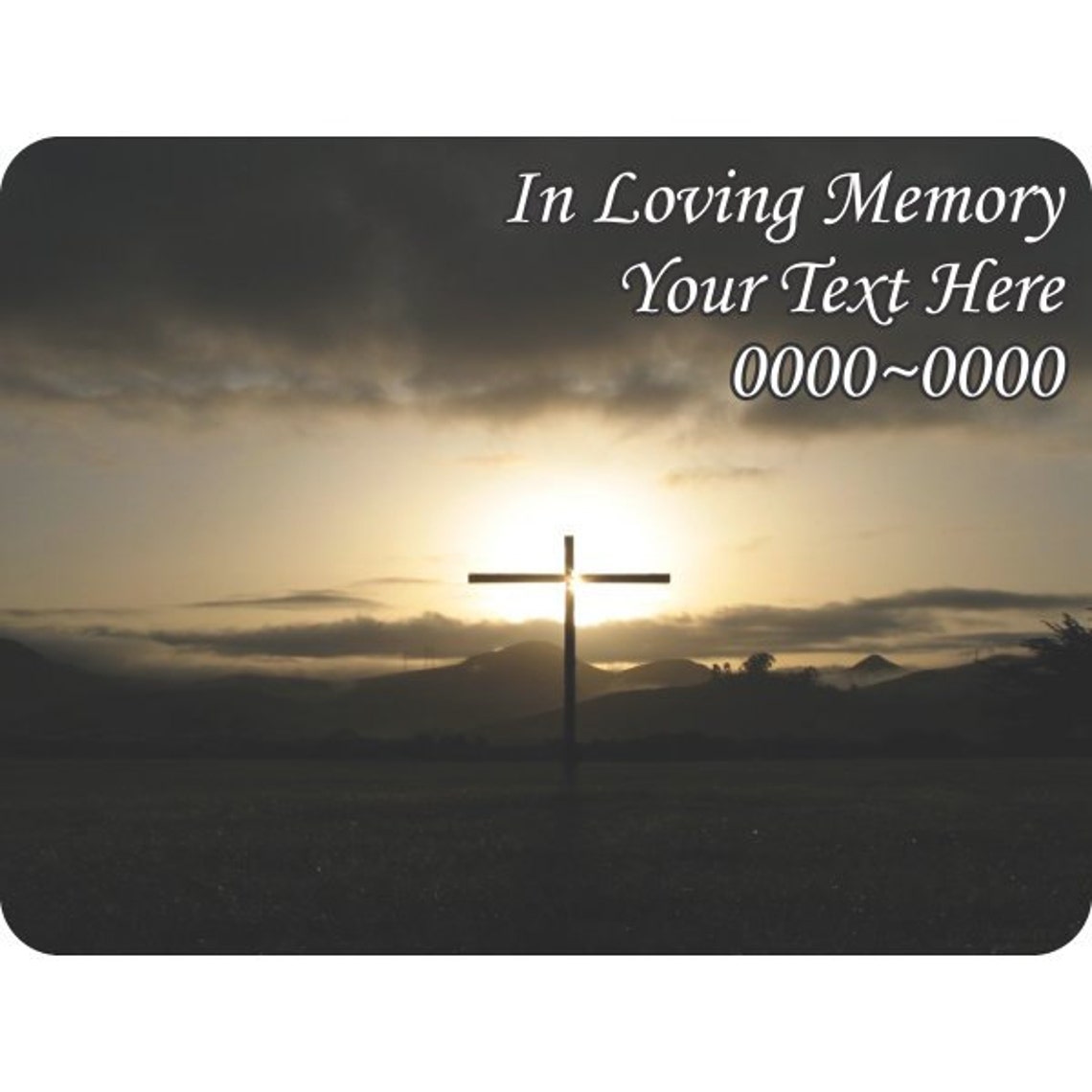 Cross in Loving Memory Full Color Rounded Rectangle 007 Custom - Etsy