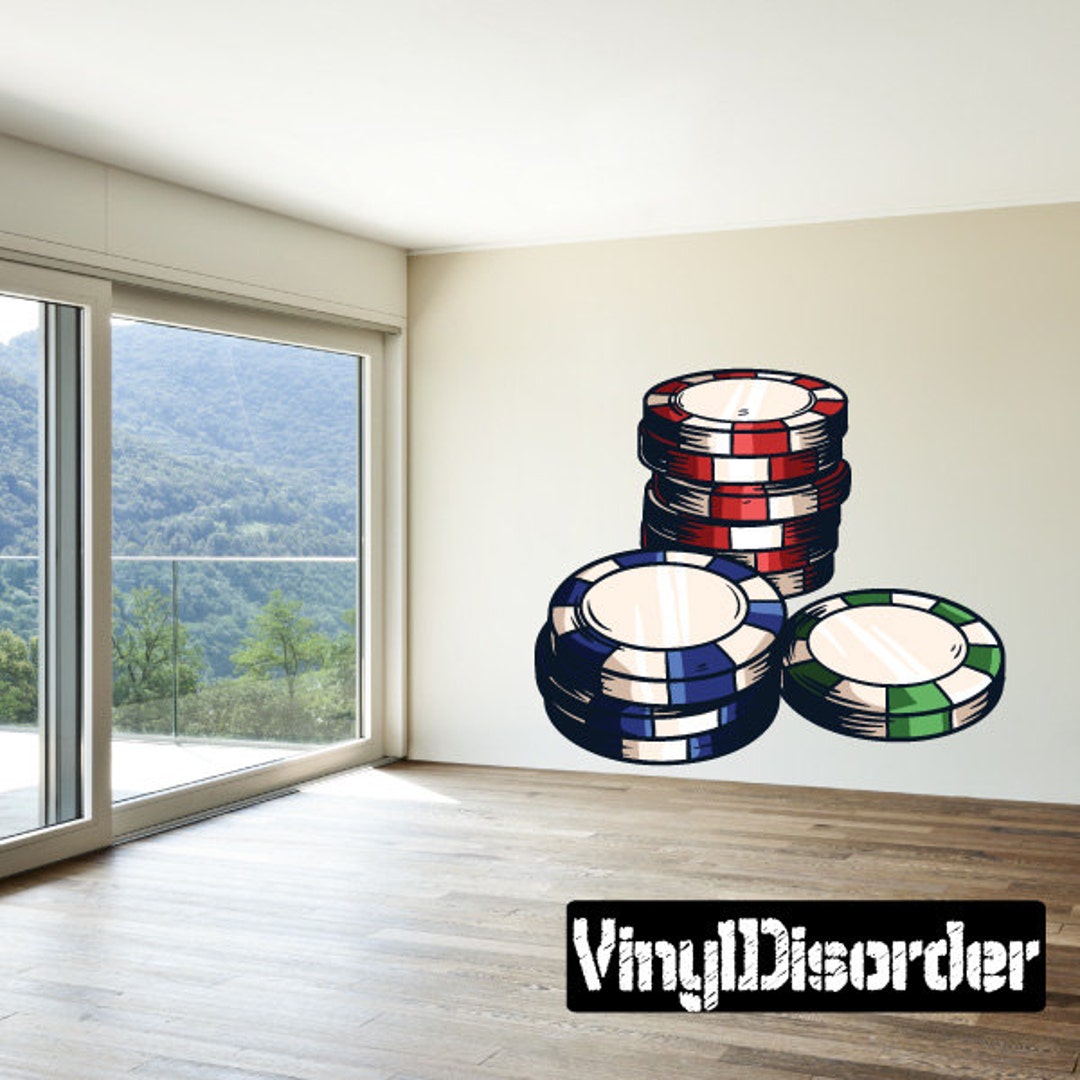 Gambling Poker Chips Wall Decal - Wall Fabric - Vinyl Decal - Removable ...