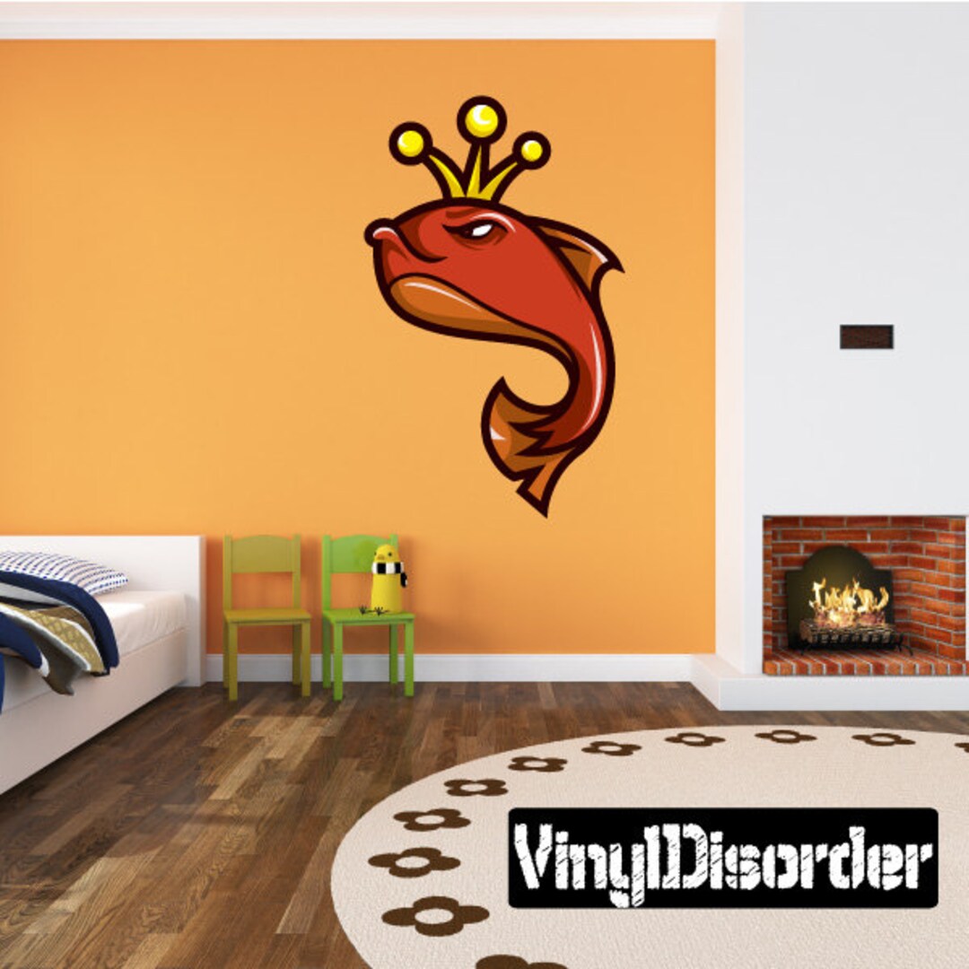 King Fish Mascot Wall Decal - Wall Fabric - Vinyl Decal - Removable and ...