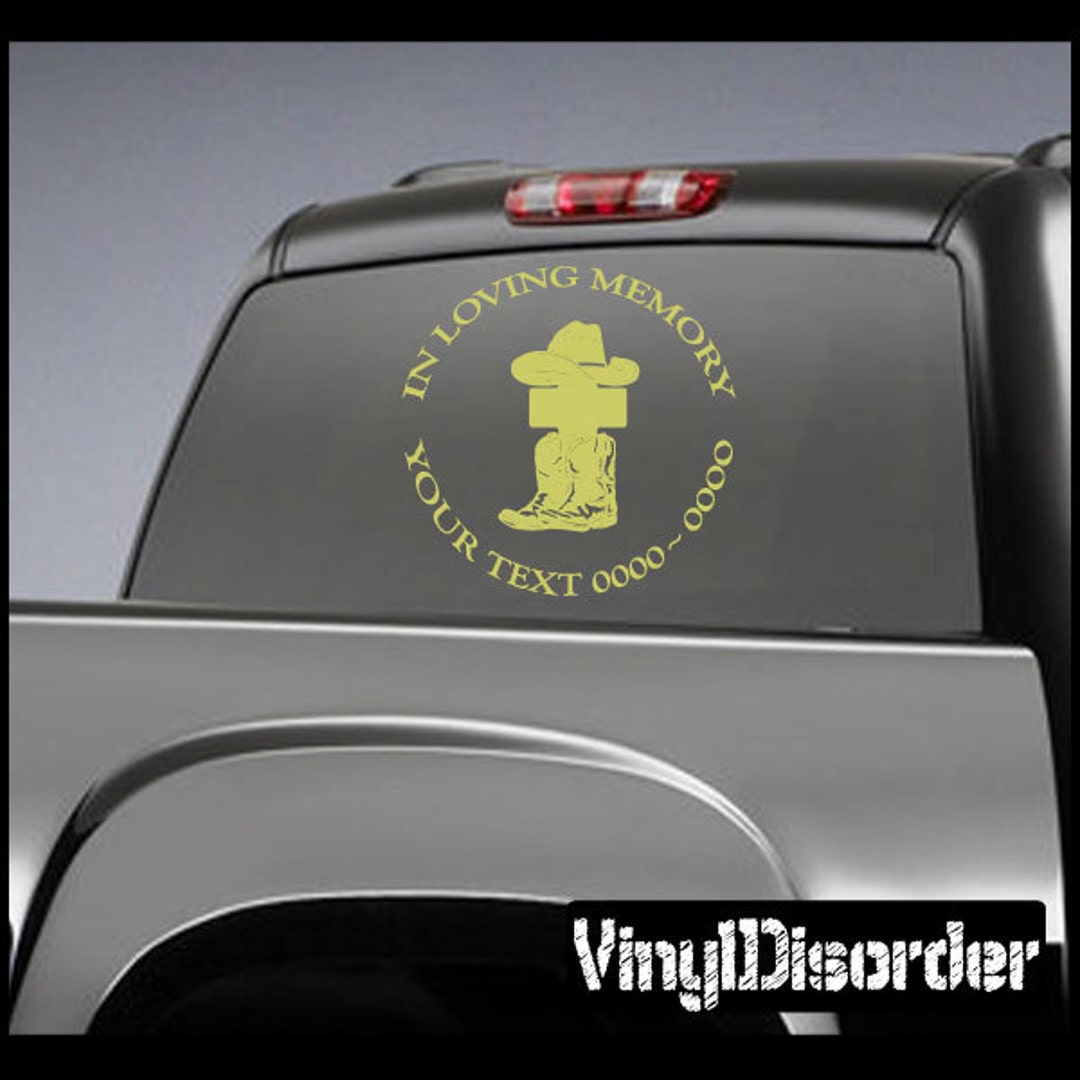 Cowboy 02 in Loving Memory Custom Car or Wall Vinyl Decal Stickers ...