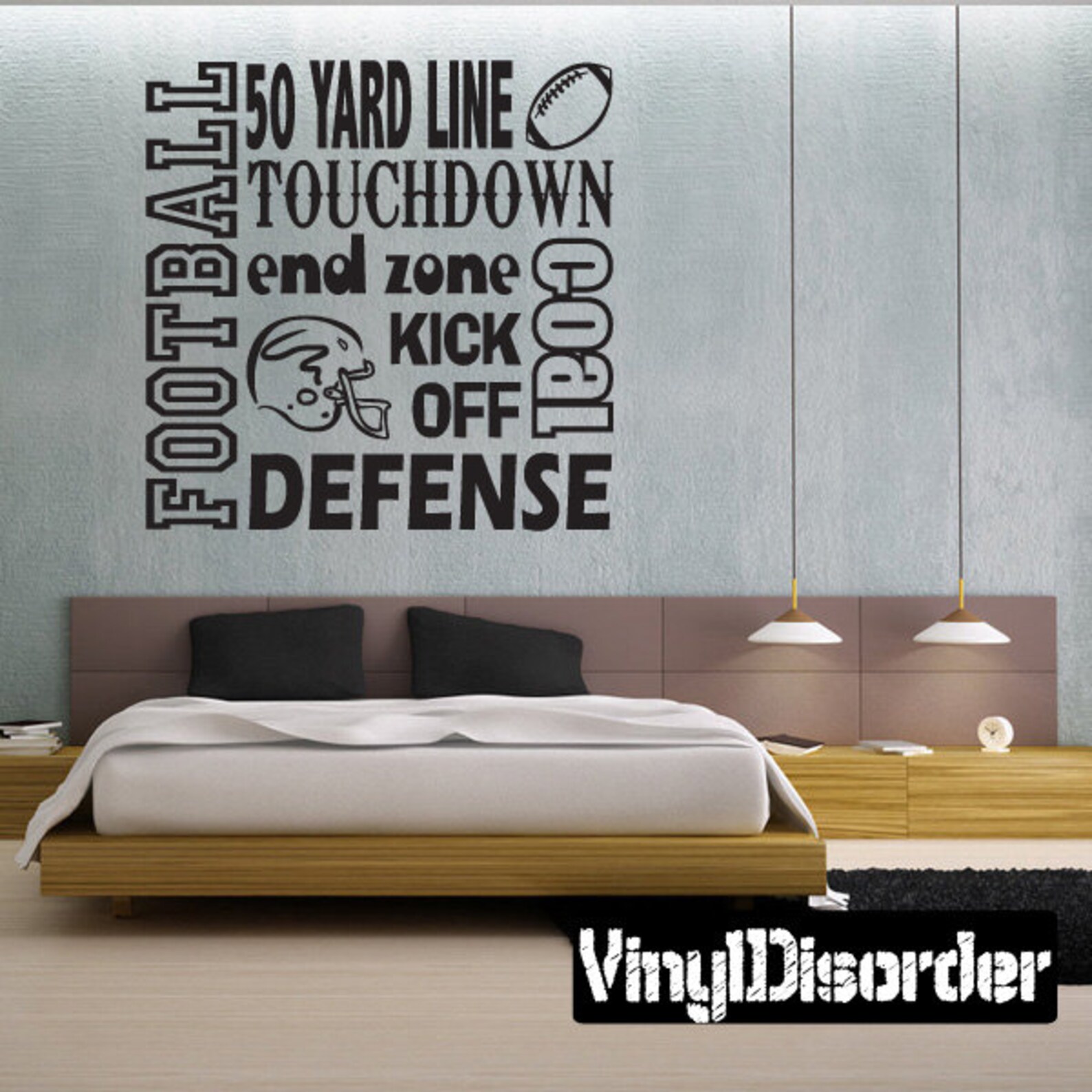 50 Yard Line Touchdown Football Vinyl Wall Decal Wall | Etsy