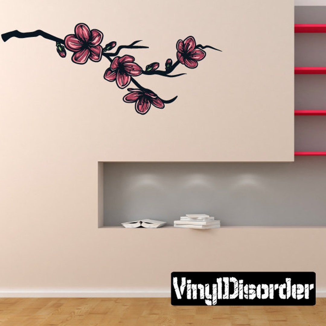 Floral Flower Wall Decal - Wall Fabric - Vinyl Decal - Removable and ...