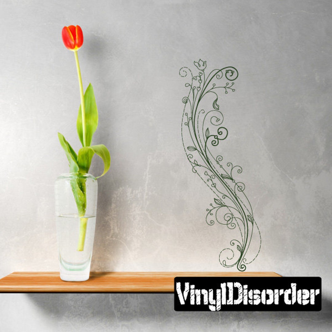 Floral Vine Wall Decal - Wall Fabric - Vinyl Decal - Removable and ...