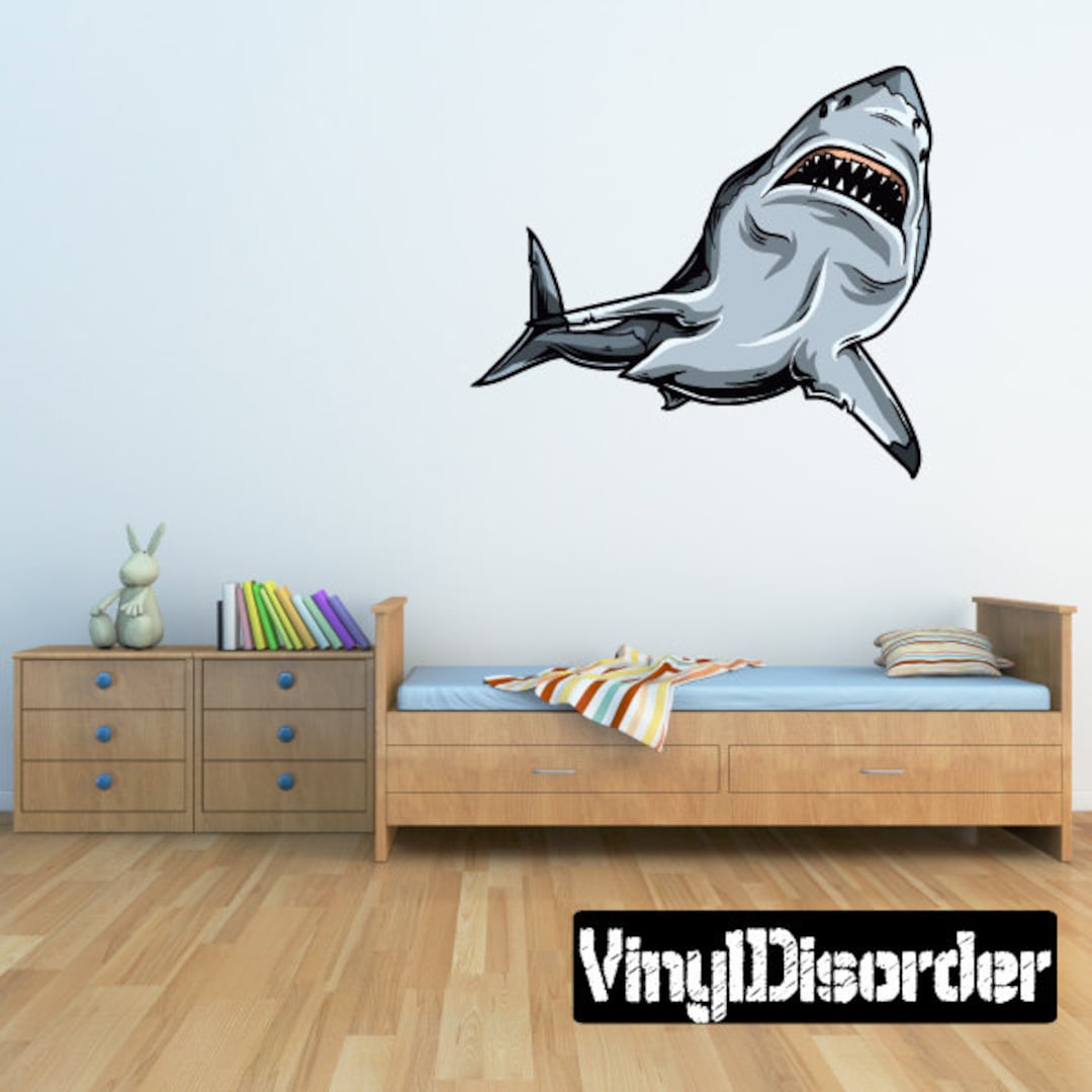 Shark Wall Decal - Wall Fabric - Vinyl Decal - Removable and Reusable ...