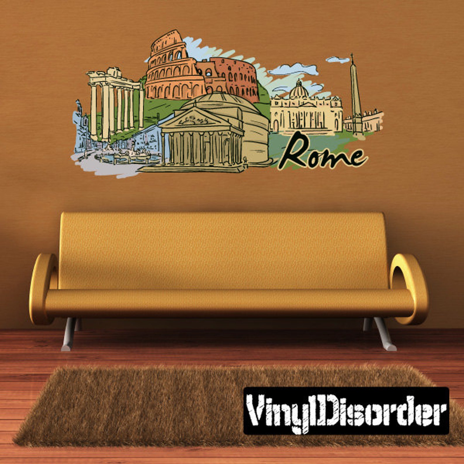 Famous City Rome Wall Decal - Wall Fabric - Vinyl Decal - Removable and ...