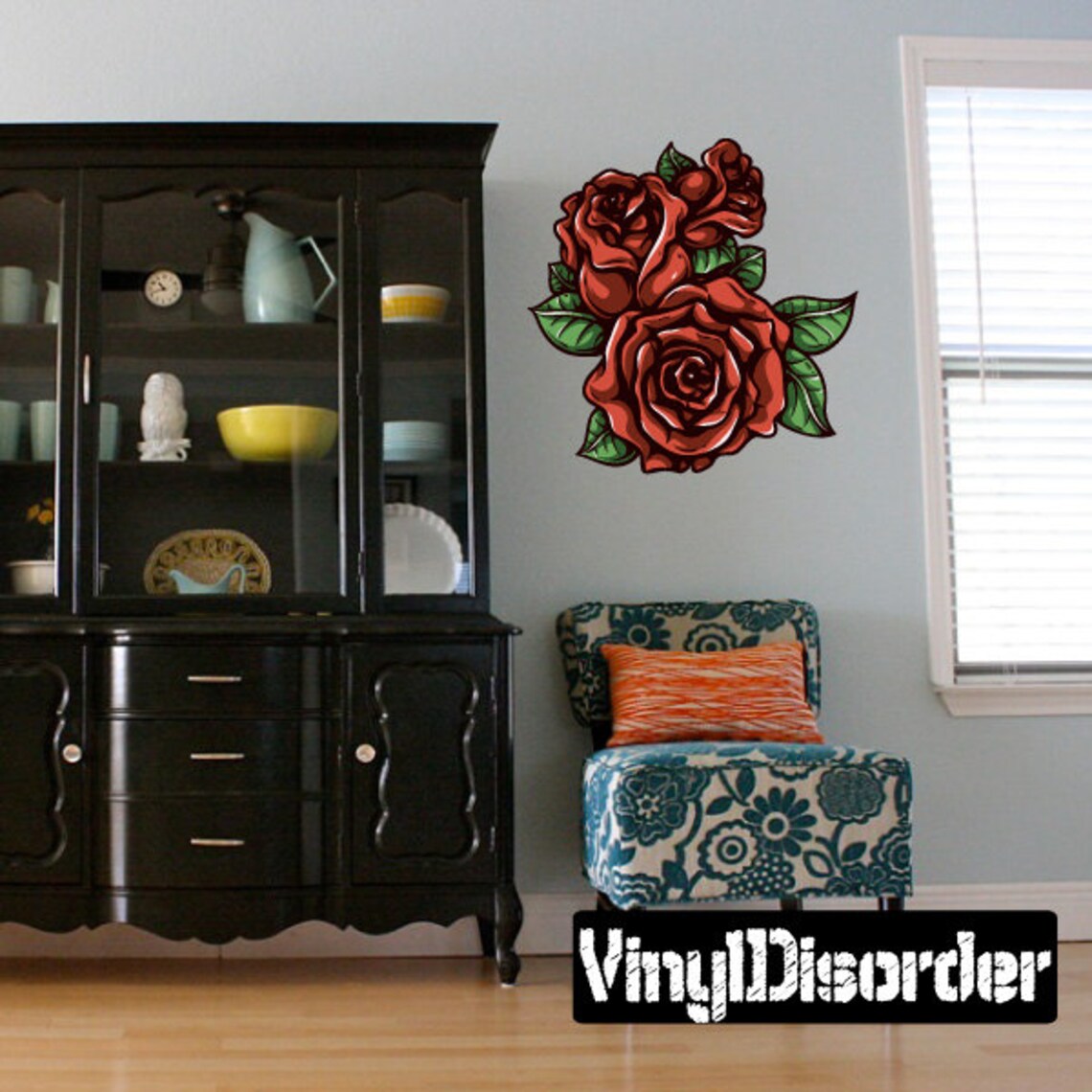 Floral Flower Rose Wall Decal Wall Fabric Vinyl Decal - Etsy