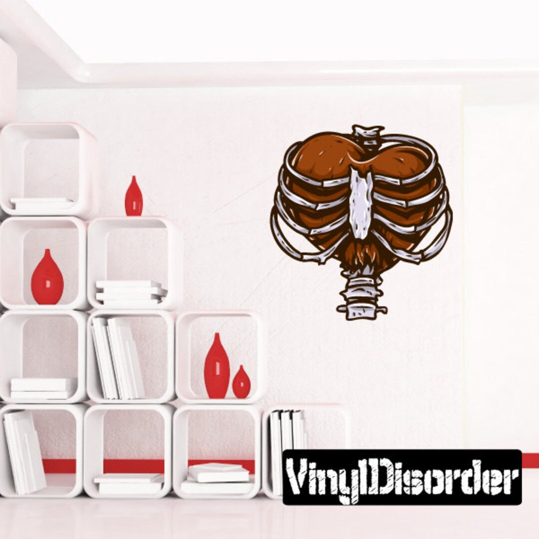 Skeleton Rib Cage Heart Wall Decal - Wall Fabric - Vinyl Decal ...