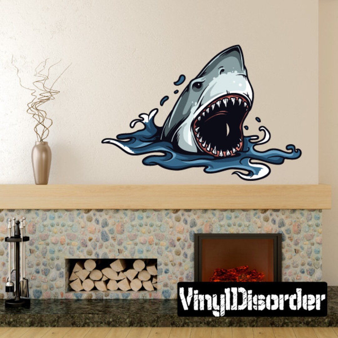 Shark Wall Decal - Wall Fabric - Vinyl Decal - Removable and Reusable ...