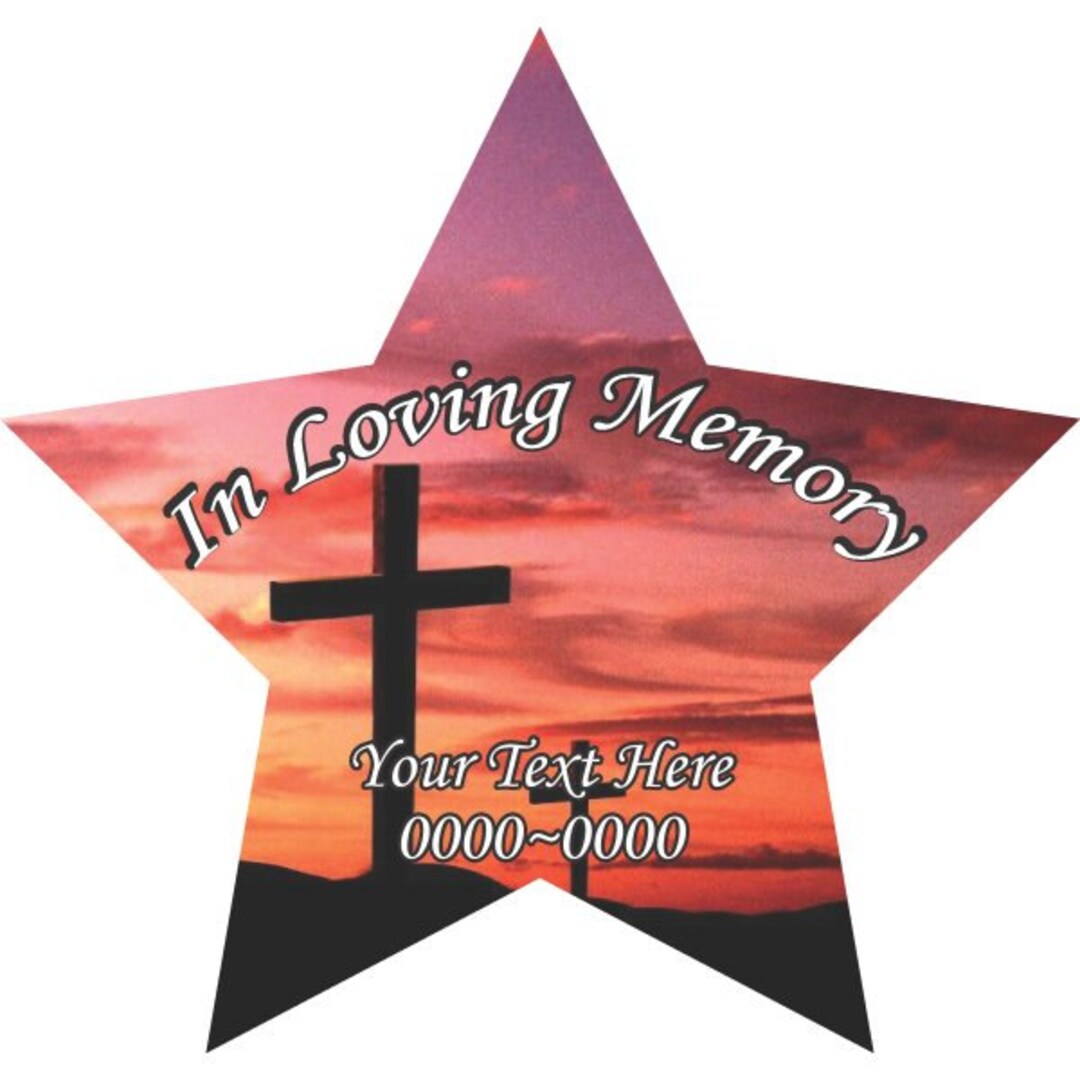 Cross in Loving Memory Full Color Star Shape 008 Custom Vinyl Wall ...